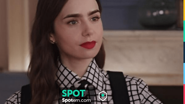 Emily in Paris S4 Emily Cooper Checks Shirt with Tie worn by Emily ...