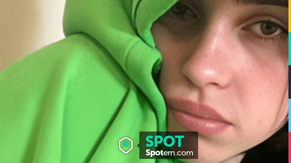 Repeat Blohsh Green Hoodie worn by Billie Eilish in New Blosh necklace ...