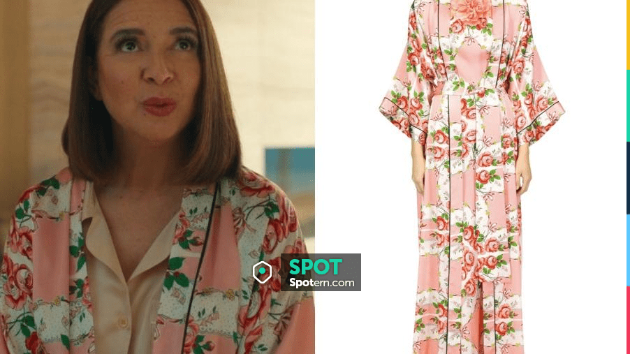 Loot S3 Maya Rudolph Rose Print Pink Satin Robe worn by Molly Novak ...
