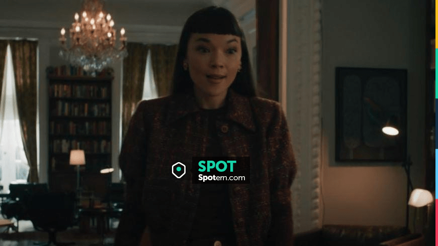 L'agence Tweed Check Puff Sleeve Jacket worn by Alexandra Costello as ...