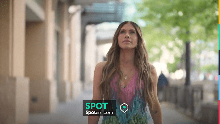 Mew Mews Rainbow Crystal Fringe Mini Dress worn by Jessi Ngatikaura as ...