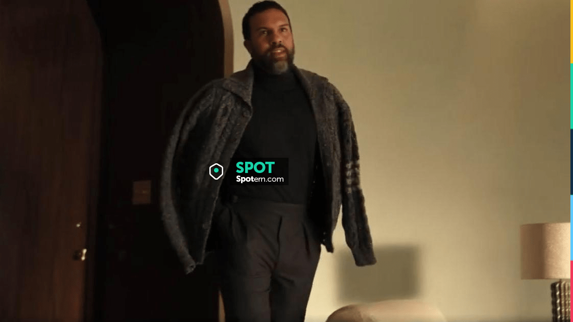 Thom Browne Donegal Cable Cardigan Medium Grey worn by Reggie Ramirez ...