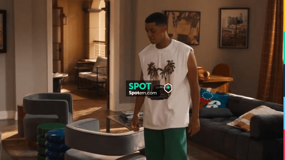 RtA Terry Muscle Tee White Car Drift worn by Will Smith (Jabari Banks ...