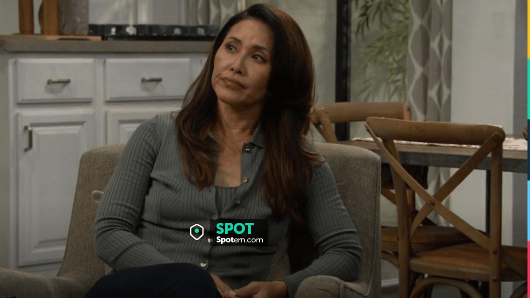 Ted Baker Meenaa Co-ord Button-Up Knitted Cardigan worn by Li Finnegan (Naomi Matsuda) as seen ...