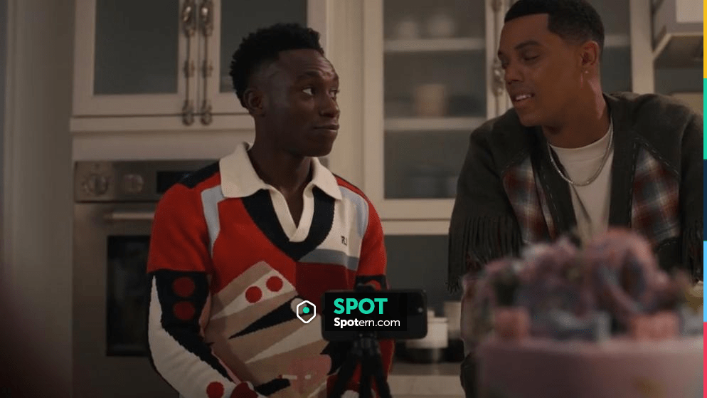 Rowing Blazers Men's Backgammon Sweater Red Brown Multicolor worn by Carlton Banks (Olly ...