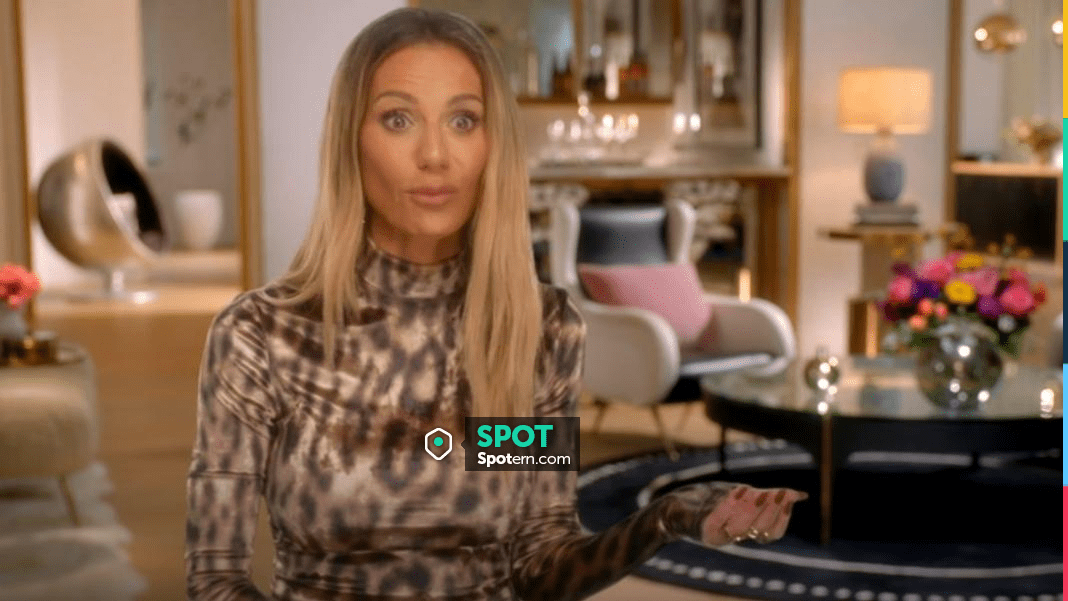 Sally LaPointe Leopard Print Velvet Long Sleeve Bodysuit worn by Dorit ...