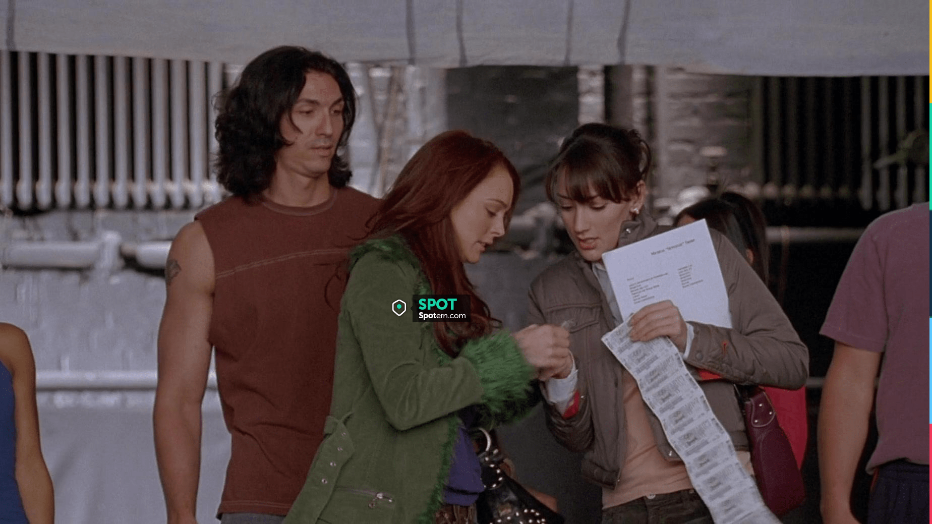 Penny Lane Green Corduroy Faux Fur Trimmed Trench Coat worn by Ashley ...