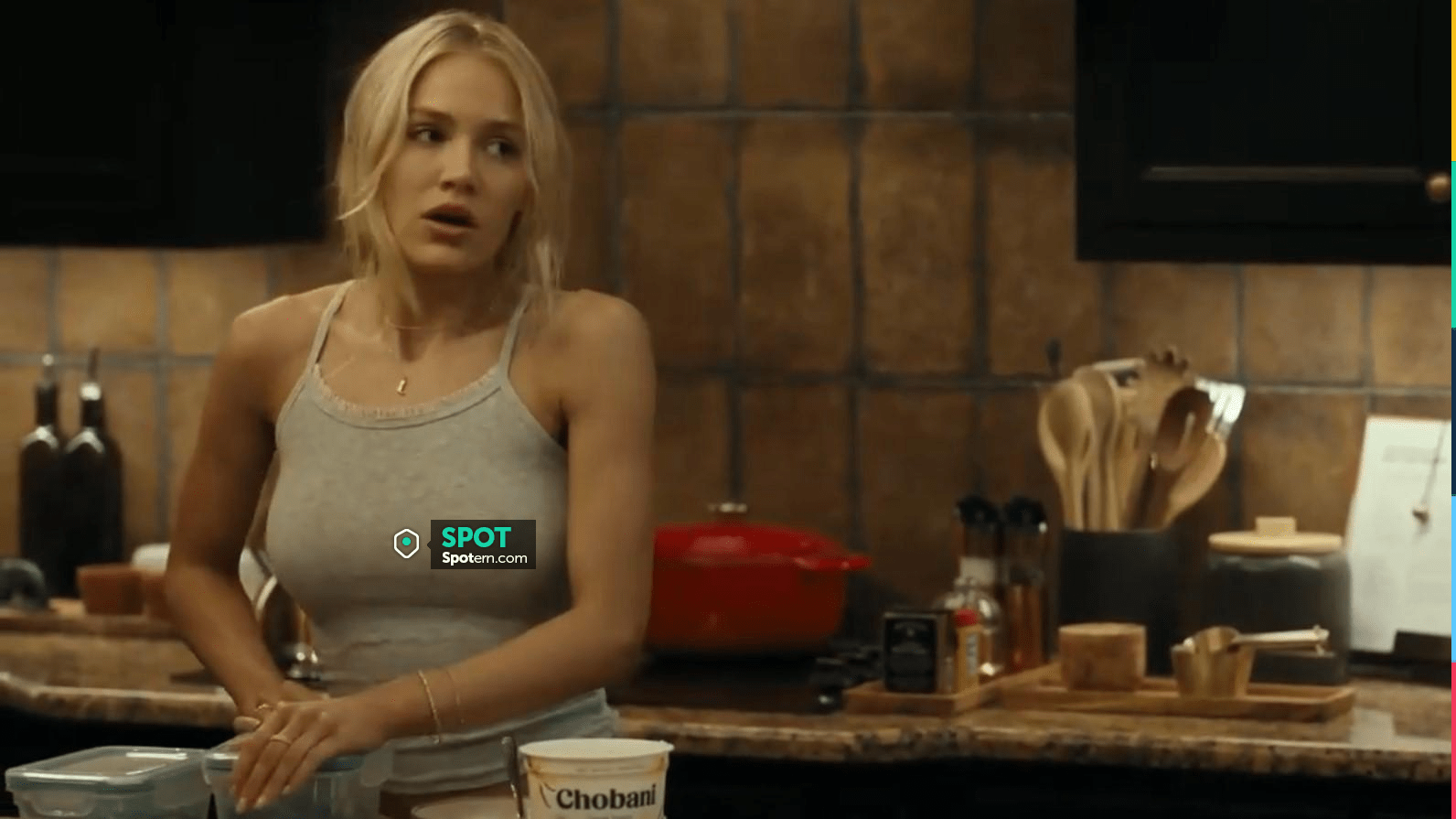 Brandy Melville John Galt Gray Belle Ribbed Lace Tank worn by Ainsley ...