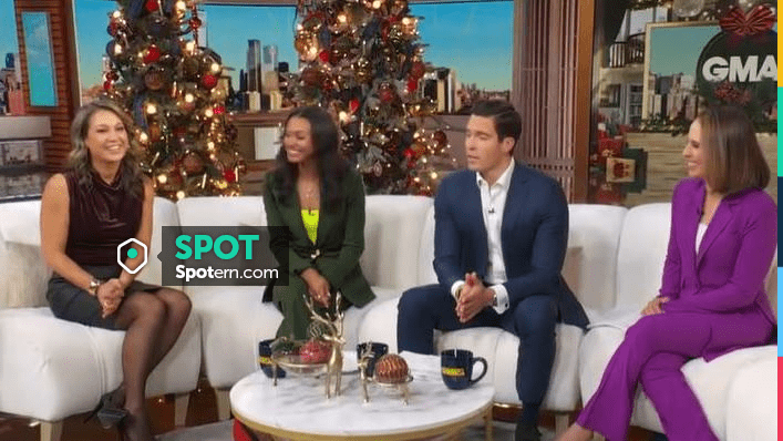 Reiss Lola Draped Velvet Top worn by Ginger Zee as seen in Good Morning ...