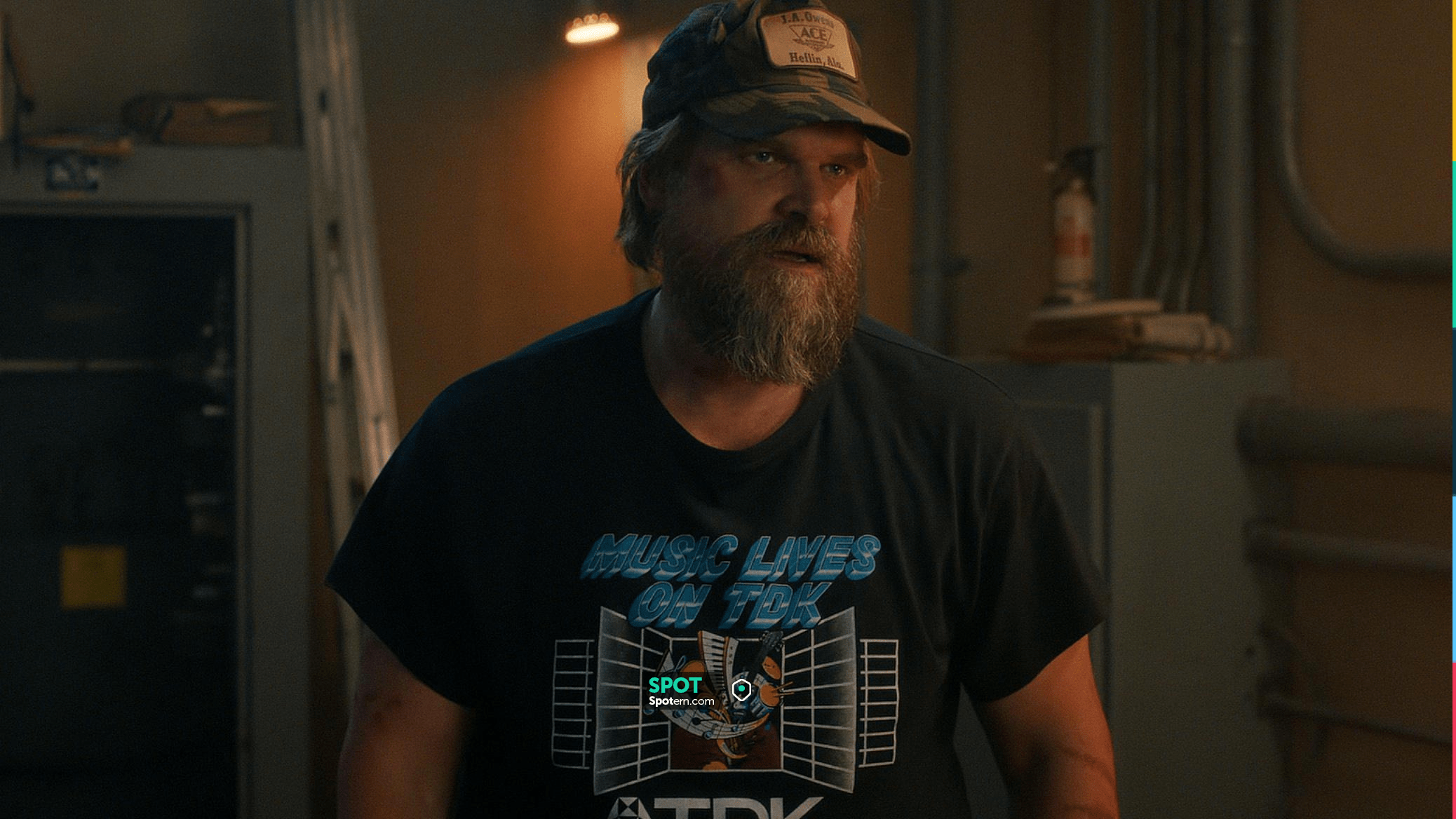 Music Lives On TDK T-Shirt worn by Jim Hopper (David Harbour) in ...