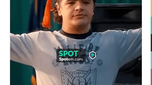 Stranger Things S5 Dustin Grey Hellfire Lives Print T-Shirt worn by ...