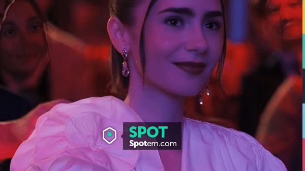 Emily in Paris S05 Lily Collins White Floral-Appliqué Shirt worn by ...