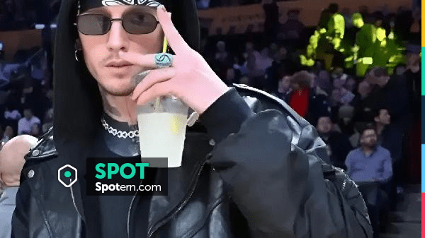 MGK Lakers Game Leather Jacket in Courtside MGK at the Lakers game ...