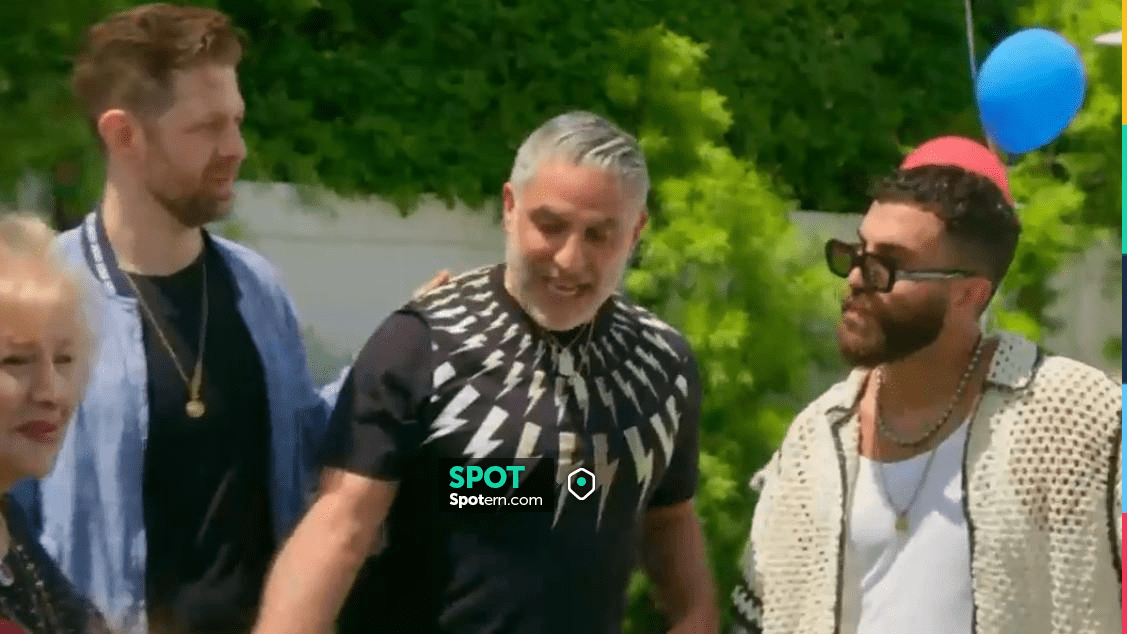 Neil Barrett Fair Isle Thunderbolt Tee worn by Reza Farahan as seen in ...