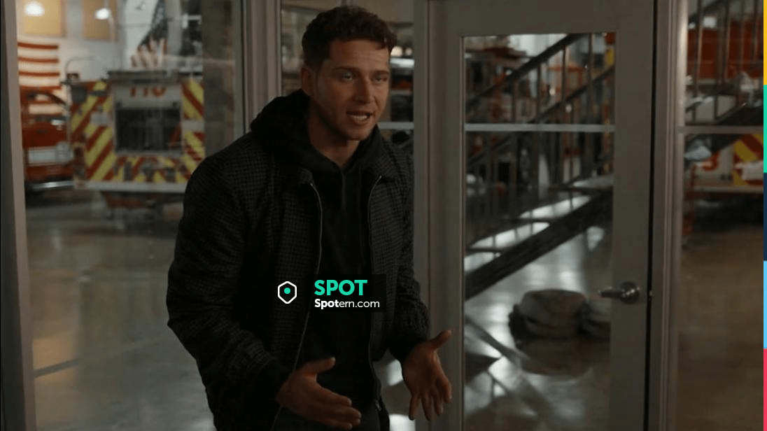 A.P.C. Checked Jacket worn by Evan Buckley (Oliver Stark) as seen in 9 ...