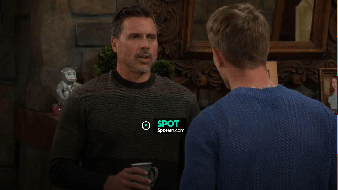 Emporio Armani Colorblock Geo Knit Crewneck Sweater worn by Nick Newman ...