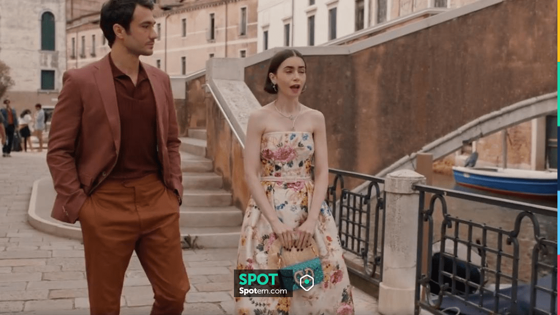 Valentino Loco Small Embroidered Shoulder Bag worn by Emily Cooper ...