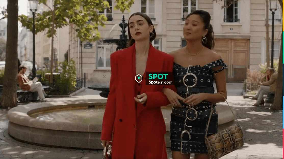 Barbara Bui Red Stretch Wool Gabardine Suit Jacket worn by Emily Cooper ...