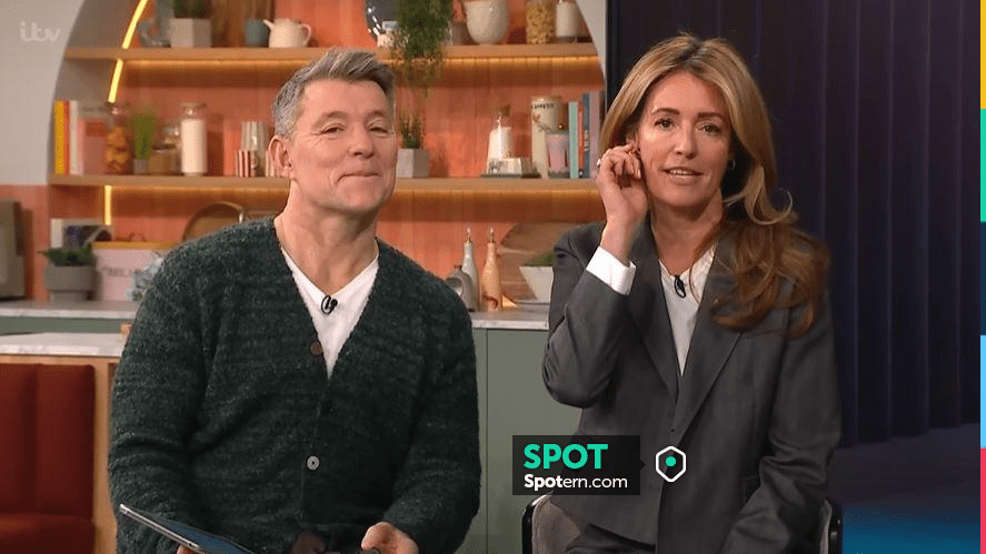 LK Bennett Liz Grey Multi Short Double Breasted Jacket worn by Cat ...