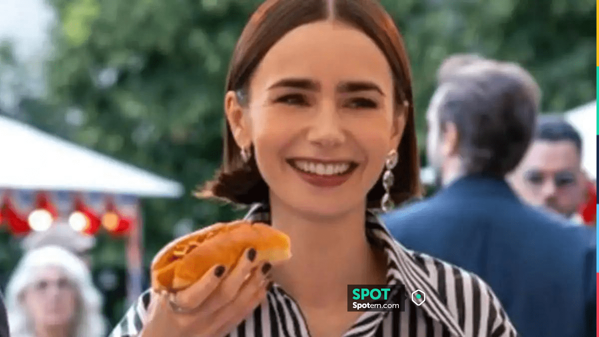 Emily In Paris S05 Lily Collins Striped Puff Sleeve Shirt of Emily ...