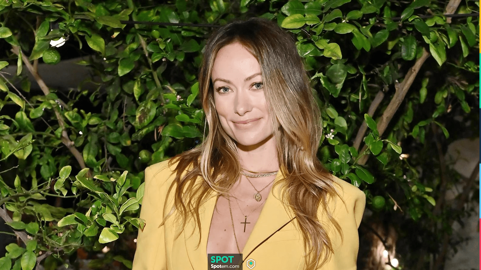 The cross necklace worn by Olivia Wilde in an Audi event in December ...