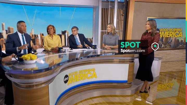 Allison Joy Print Sheer Mockneck Blouse worn by Ginger Zee as seen in ...
