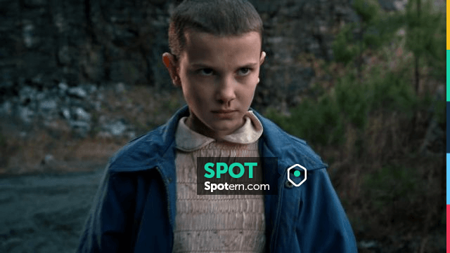 The windproof vintage blue worn by Eleven / 11 (Millie Bobby Brown) in ...