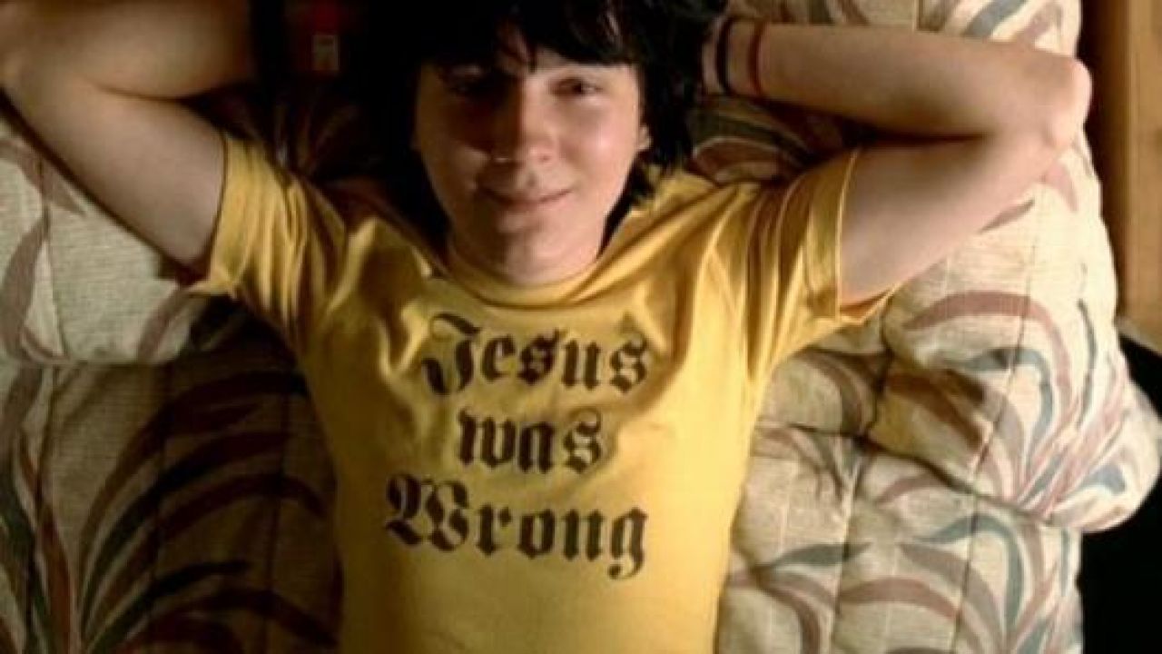 "Jesus was wrong" yellow tee shirt worn by Dwayne Hoover (Paul Dano) as ...
