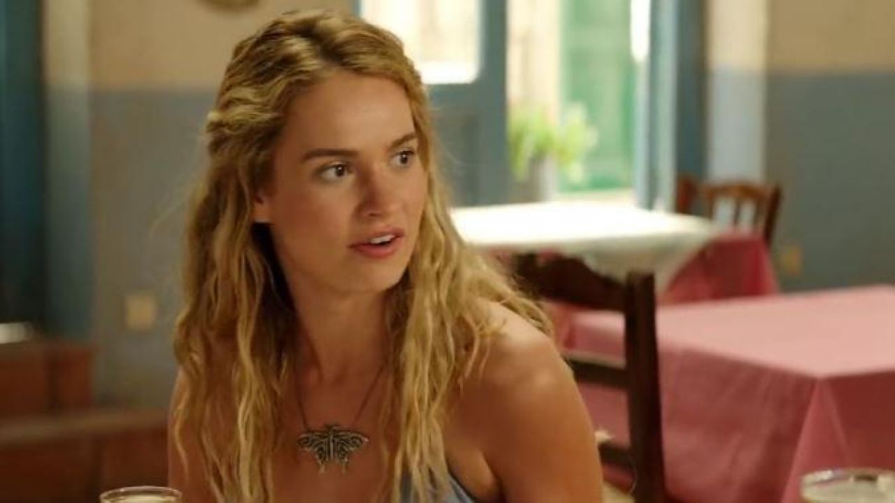 Butterfly necklace worn by young Donna (Lily James) as seen in Mamma ...