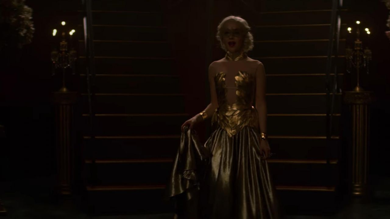 The dress in gold as worn by Sabrina Spellman (Kiernan Shipka) in The ...