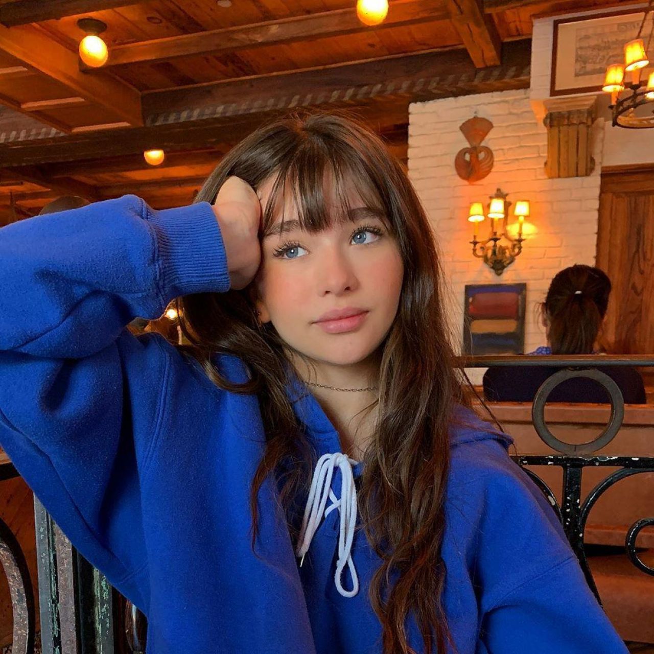 Blue hoodie worn by Malina Weissman on her Instagram account ...