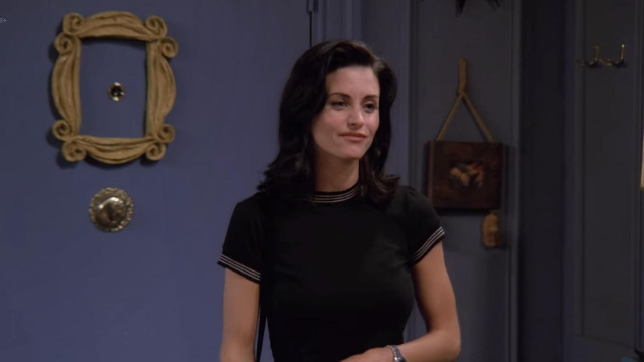The door bell of the apartment of Monica Geller (Courteney Cox) in ...