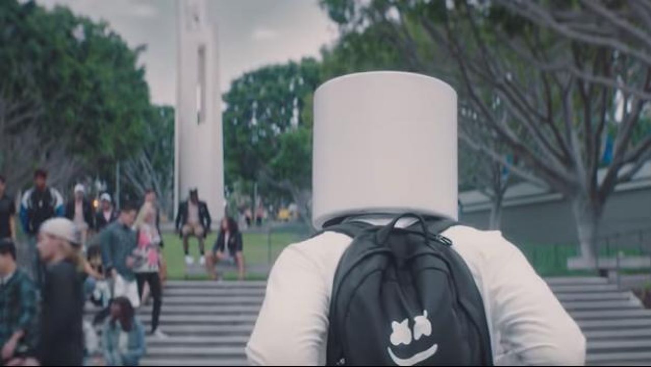 The backpack black worn by Marshmello in his clip Blocks | Spotern