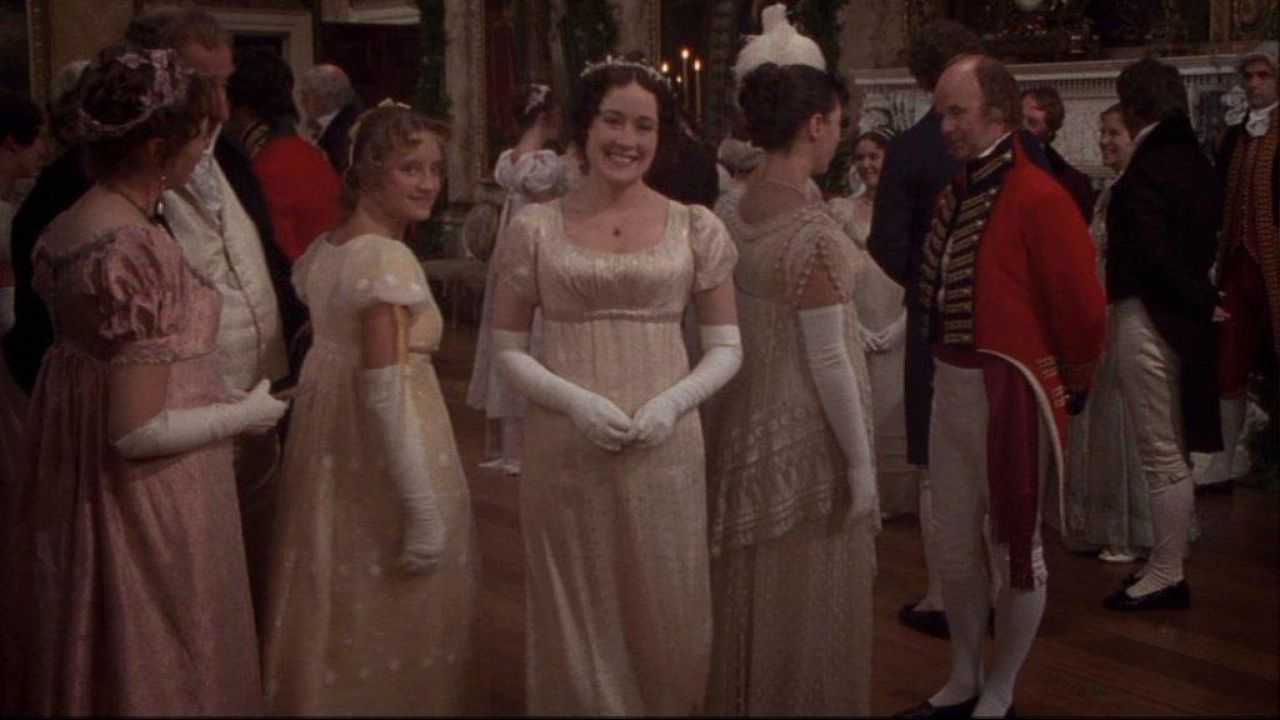 The authentic white dress of Elizabeth Bennet (Jennifer Ehle) scope at ...