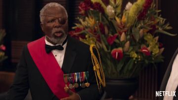 Colonel Ulenga (played by John Kani) outfits on Murder Mystery