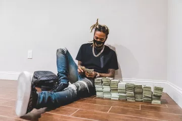 Amiri Blue Leather Stars Stack Jeans worn by Lil Durk on his Instagram ...