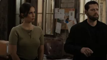 Off the shoulder green dress worn by Special Agent Cameron Vo (Vinessa ...