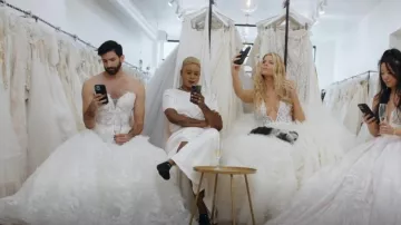 Queenly White Size 8 A-line Gown worn by Kris Kelkar as seen in Swiping ...