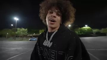 SRT Len Outfits: Black hoodie "SILENCE" with Rhinestone worn by the ...