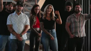 Flying Monkey High Rise Super Flare Stretch Jean worn by Lacey Blair as ...