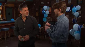 Eton Slim Fit Shadow Check Cotton Flannel Dress Shirt worn by Chandler ...