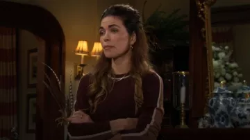 Reiss Anne Sweater in Burgundy/Tan worn by Sally Spectra (Courtney Hope ...