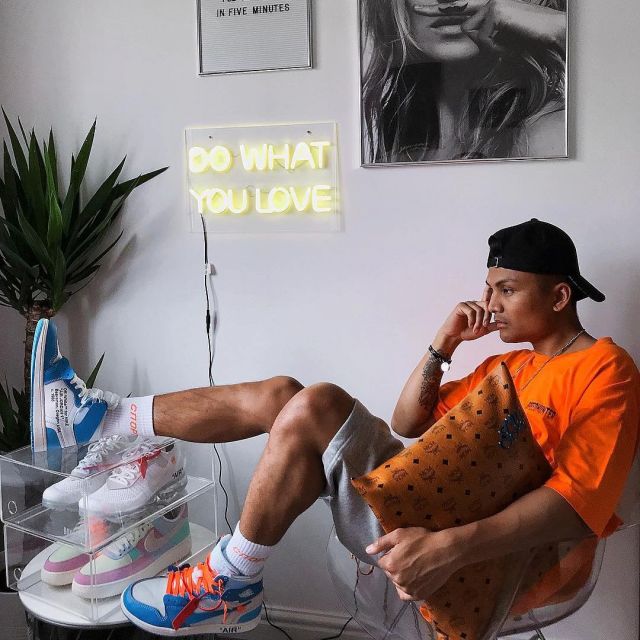 The pair of Jordan 1 Off-White University, driven by John Melchico on ...