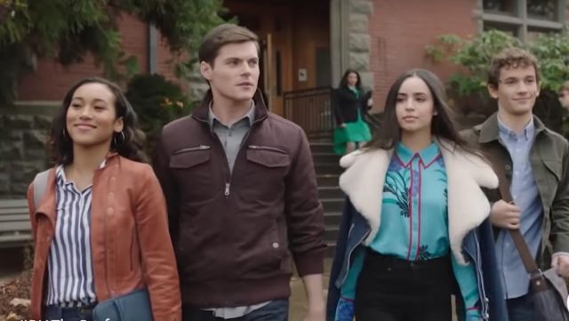 Adam Lippes Moto Jacket with Shearling Collar worn by Ava Jalali (Sofia ...