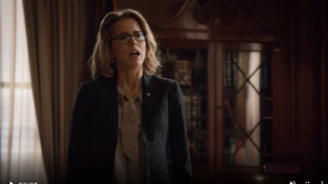 Akris Tie Neck Silk Crepe Blouse worn by Elizabeth McCord (Téa Leoni ...
