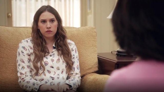 Zara Cream Bird Printed Shirt worn by Catherine Meyer (Sarah Sutherland ...