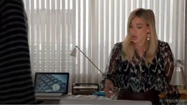 Isabel Marant Pilay Printed Silk-Chiffon Shirt worn by Kelsey Peters ...