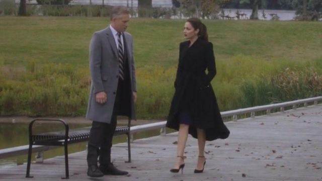 Black Trench Coat worn by Emily Rhodes (Italia Ricci) as seen in ...