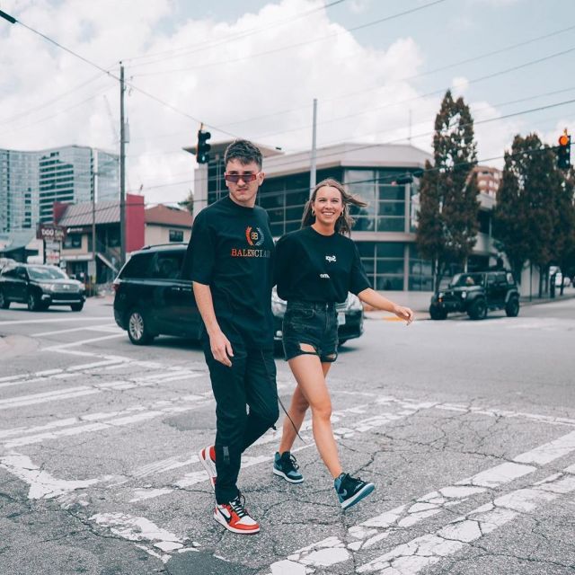 The pair of sneakers Nike Air Jordan red worn by Harrison Nevel on his ...