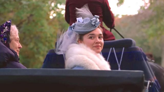 The fur collar of Amy March (Florence Pugh) in Little Women | Spotern